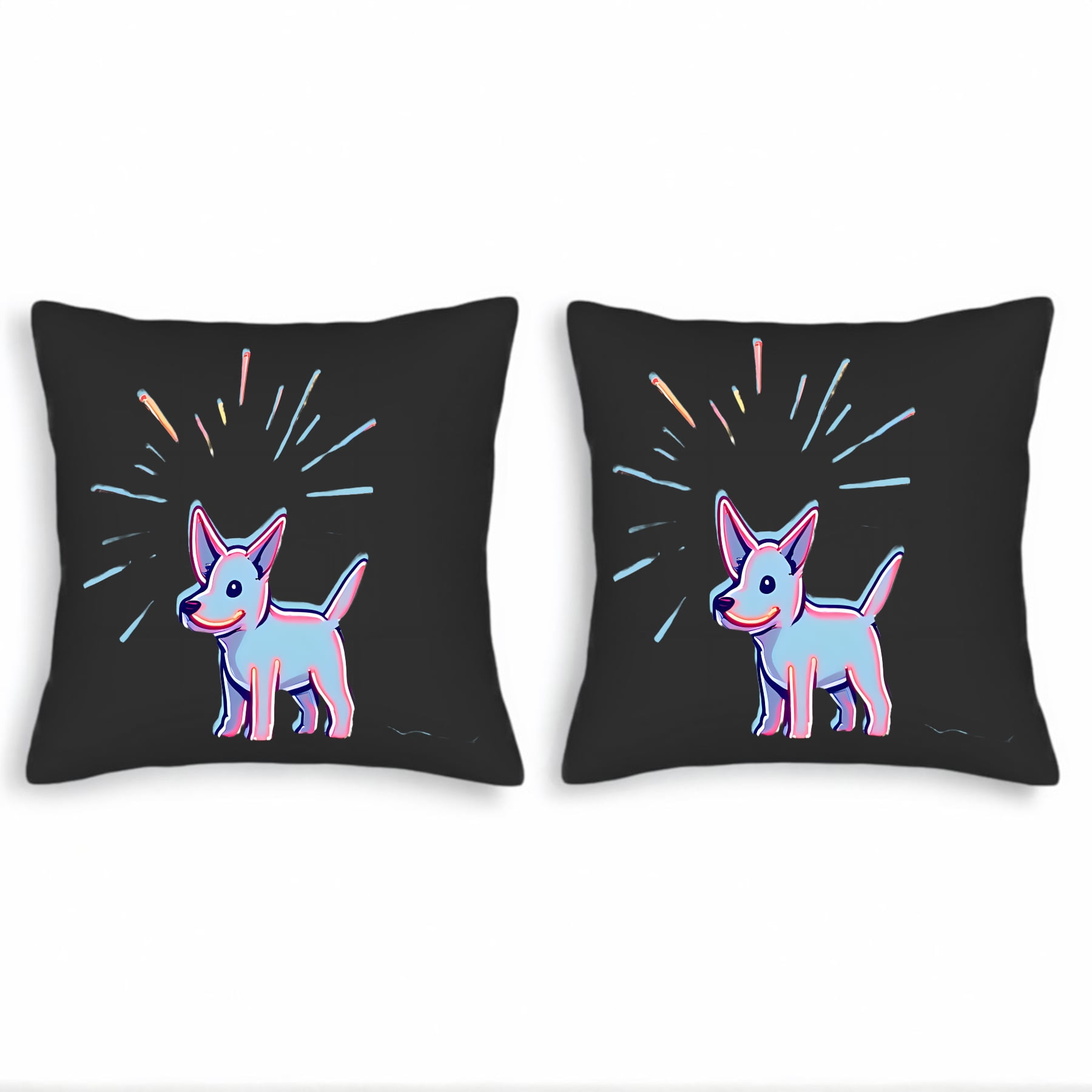 Colorful Cartoon Dog Throw Pillow Covers 18x18in Set of 2 - Cheerful ...