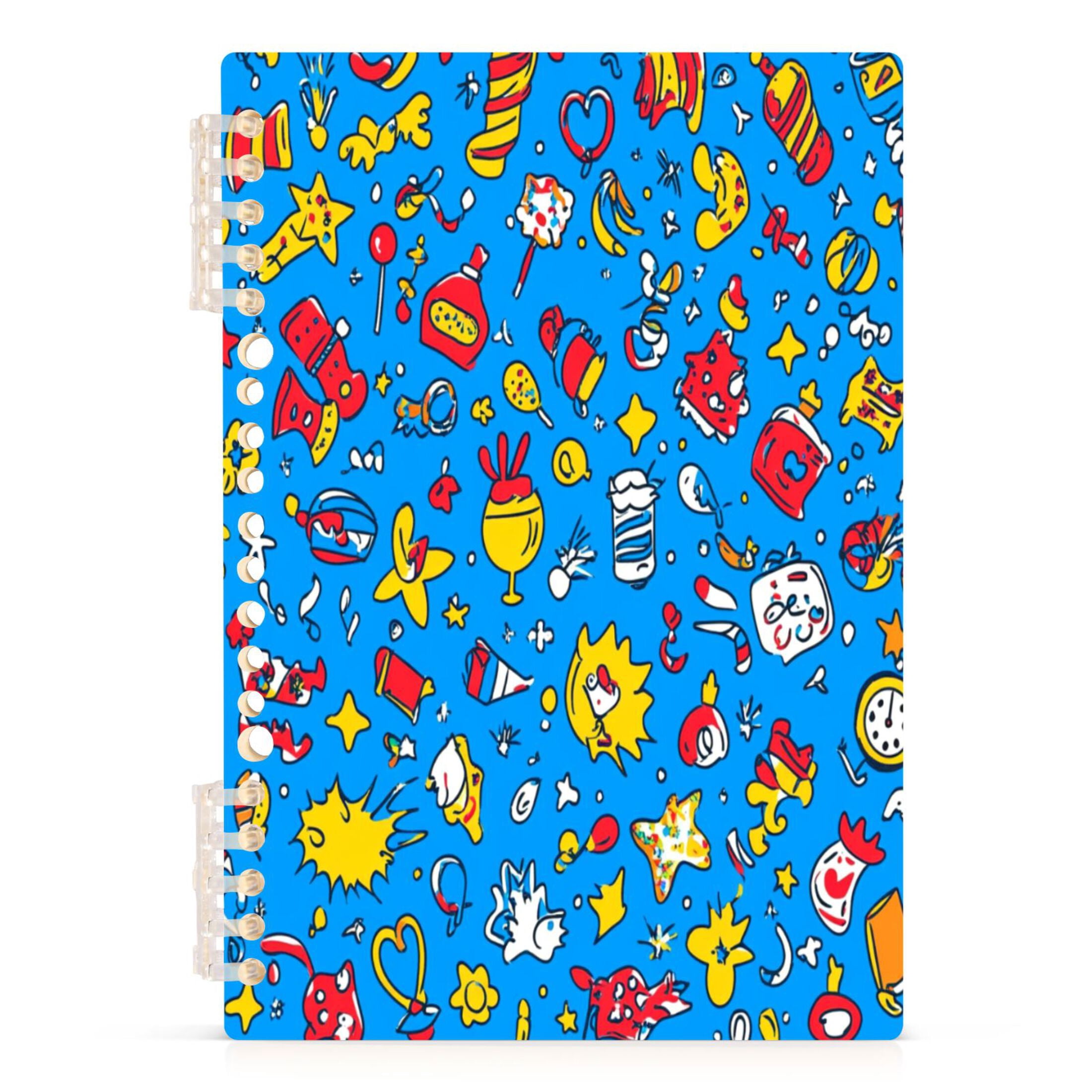 Colorful Cartoon Doodles Pattern A5 8.3x5.7in PP Notebook, Adjustable ...