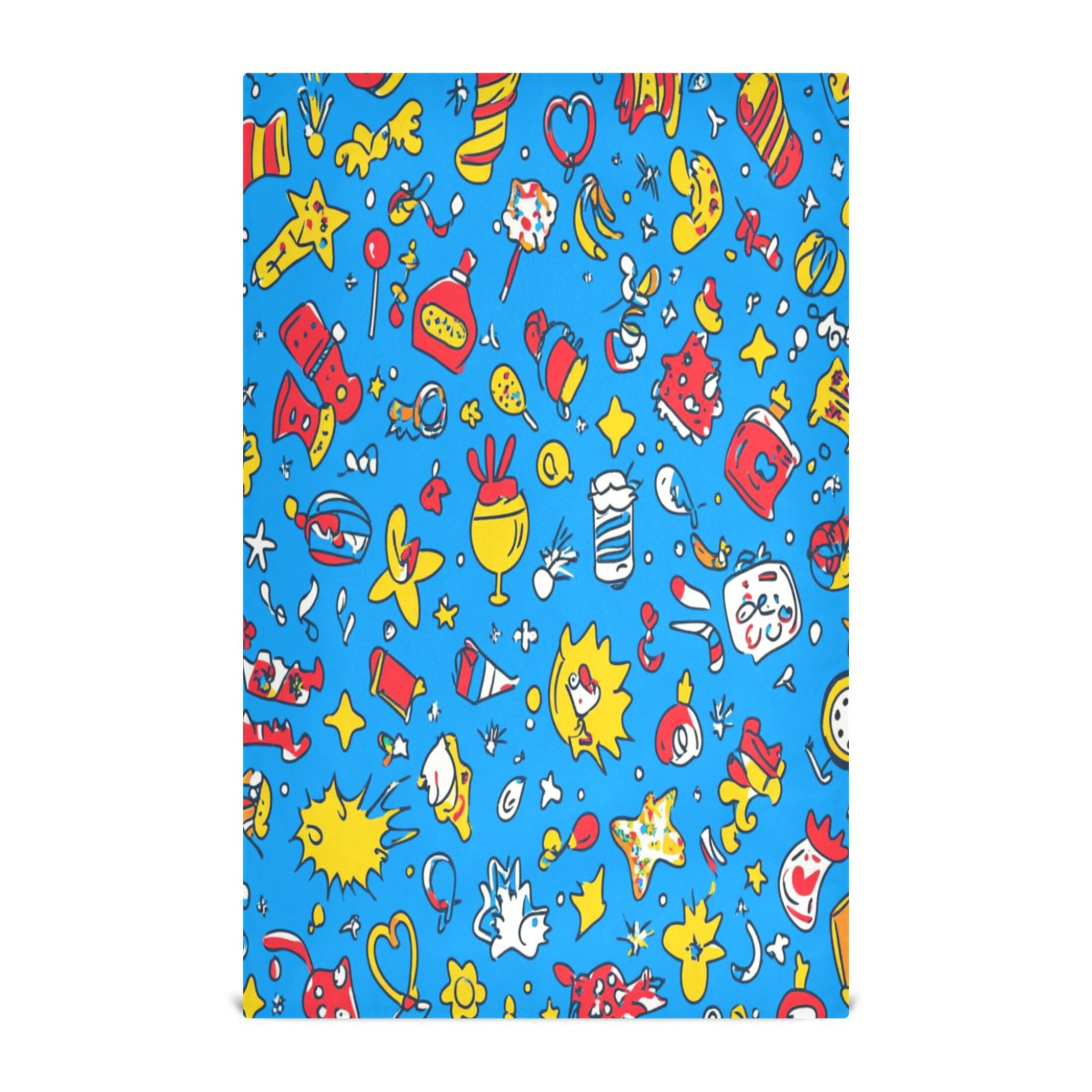 Colorful Cartoon Doodles Pattern Decorative Waffle Towel Kitchen ...