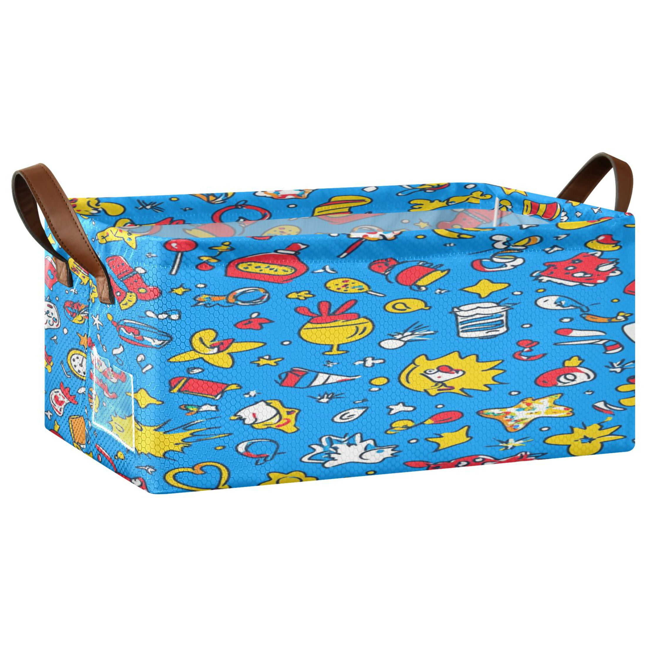 Colorful Cartoon Doodles Pattern Open Home Storage Bins Foldable Metal ...