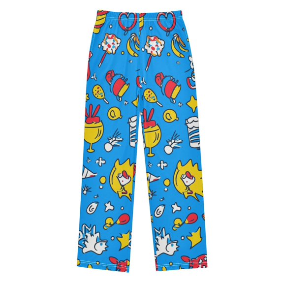 Colorful Cartoon Doodles Pattern Pajama Pants Soft Lightweight Lounge ...