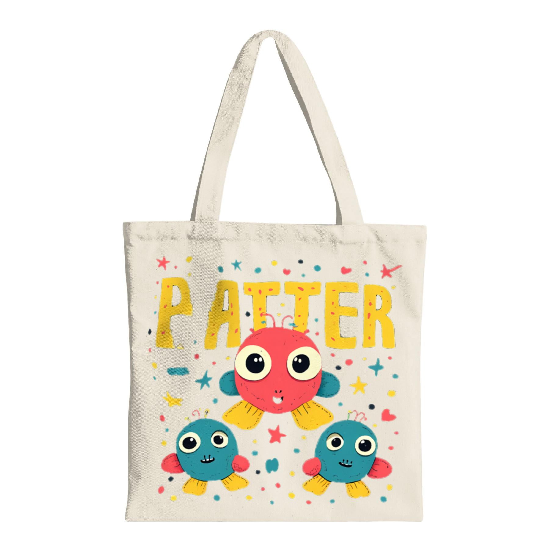 Colorful Cartoon Fish Tote Bag - Red Blue & Green Fish Design with ...