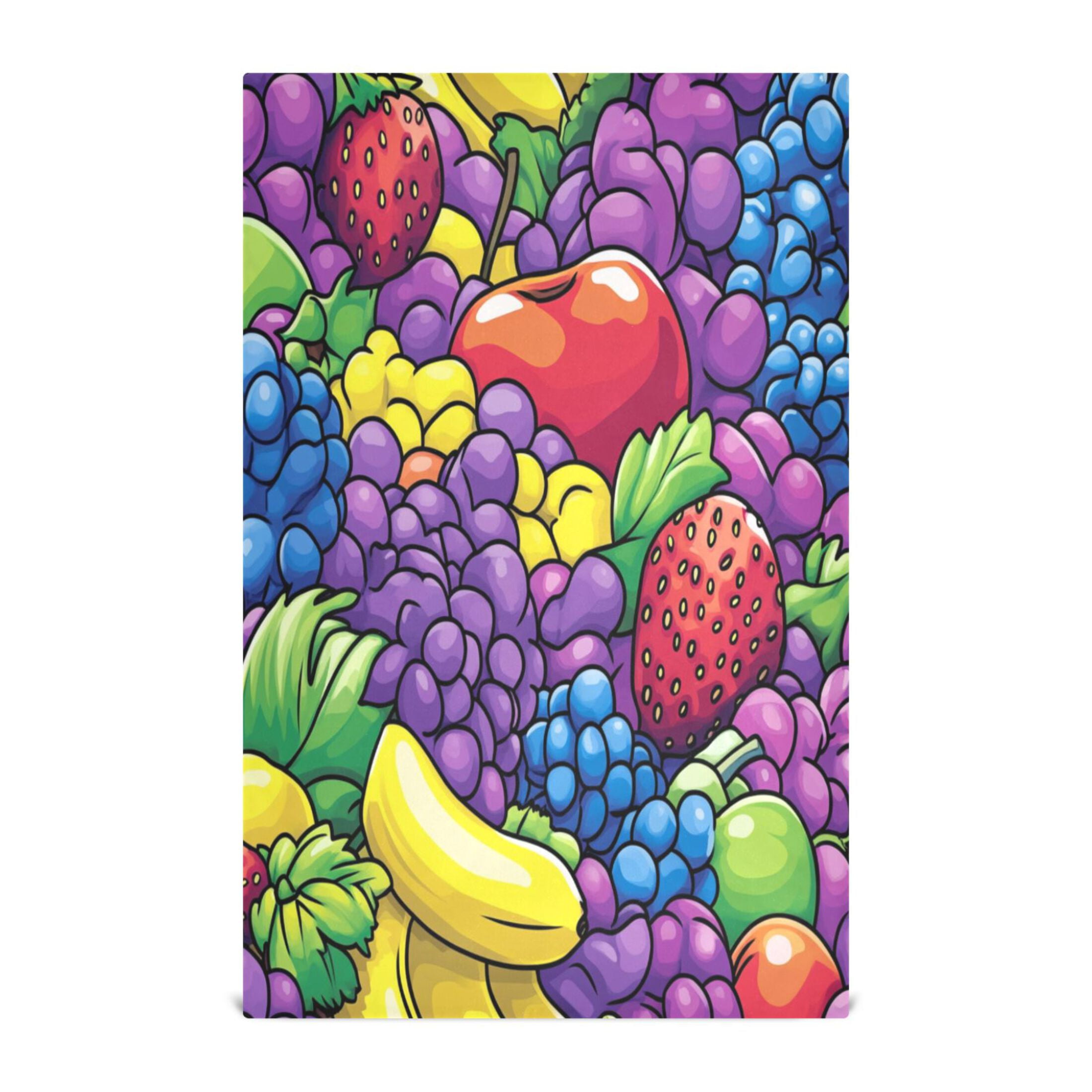 Colorful Cartoon Fruits Illustration Kitchen Towels Set of 4 Tea Towels ...