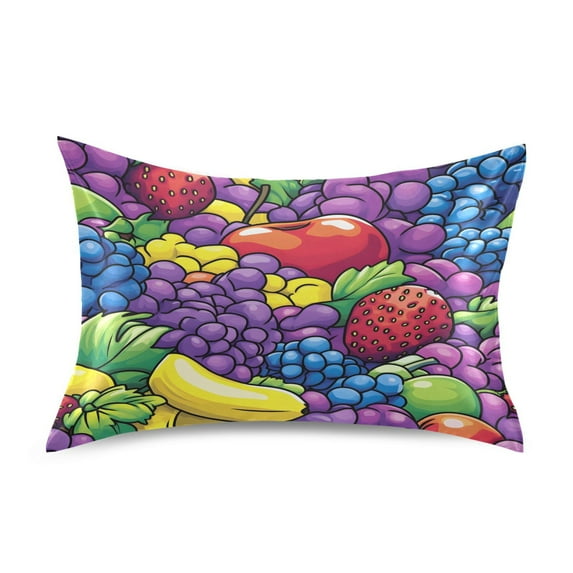 Colorful Cartoon Fruits Illustration Pillowcase King Size Luxury Silky ...