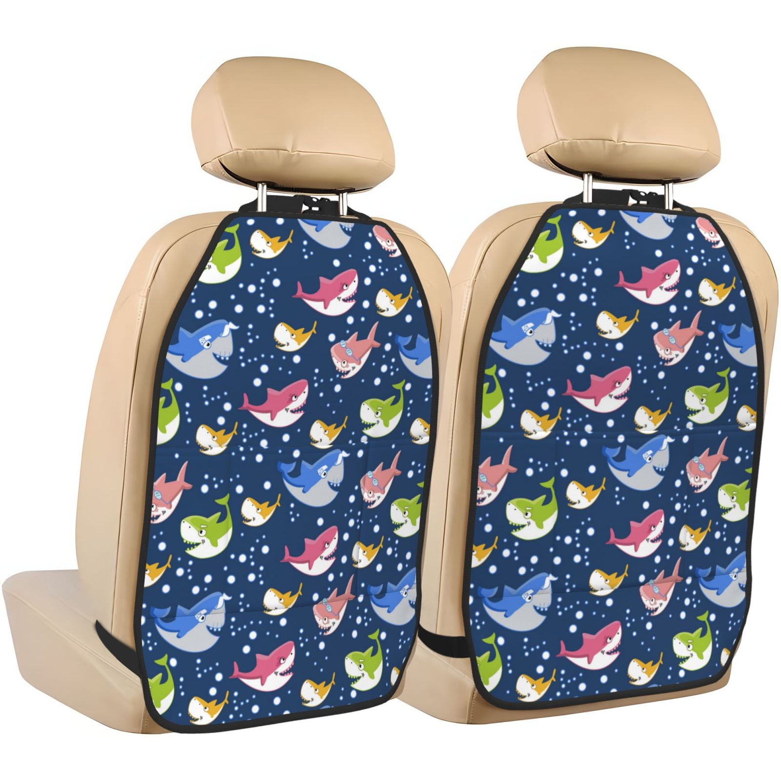 Colorful Cartoon Funny Cute Shark Backseat Car Organizer, 2 Pack Kick ...