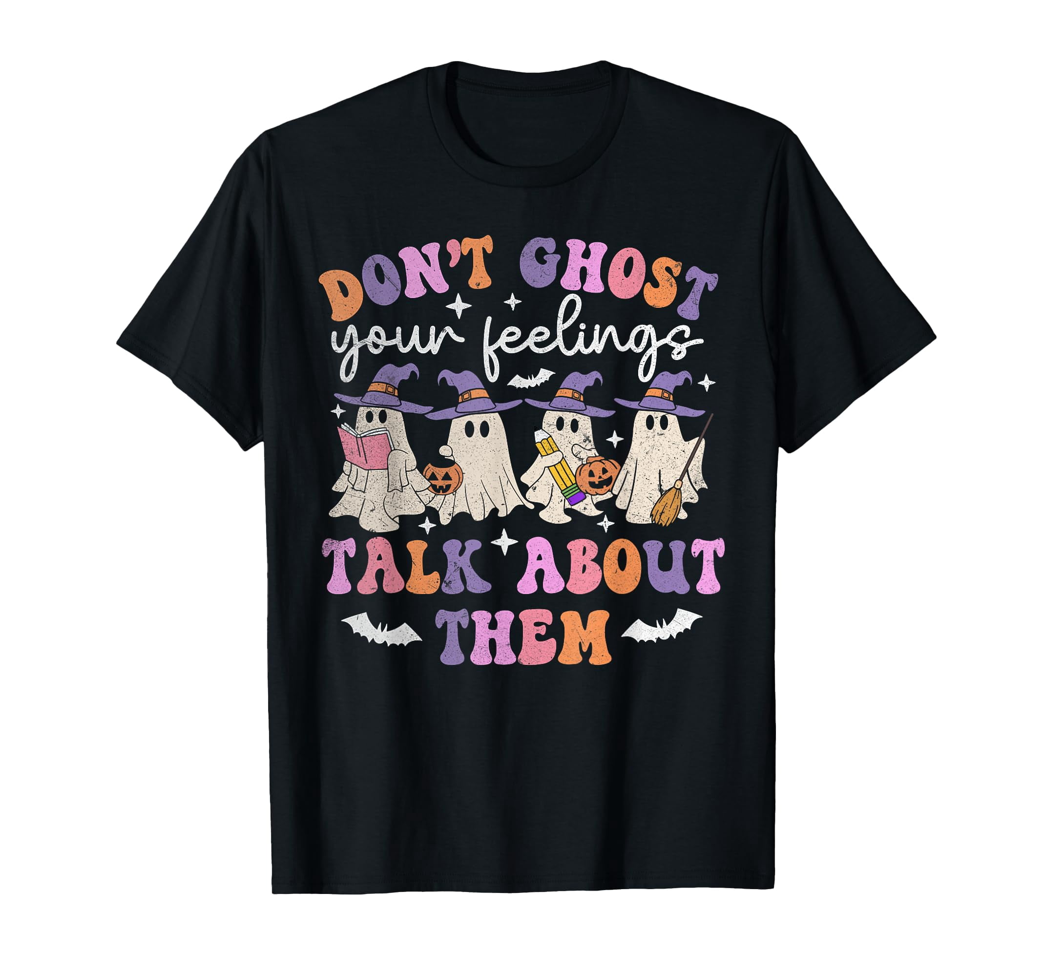 Colorful Cartoon Ghosts Don't Ghost Your Feelings Halloween Mental ...