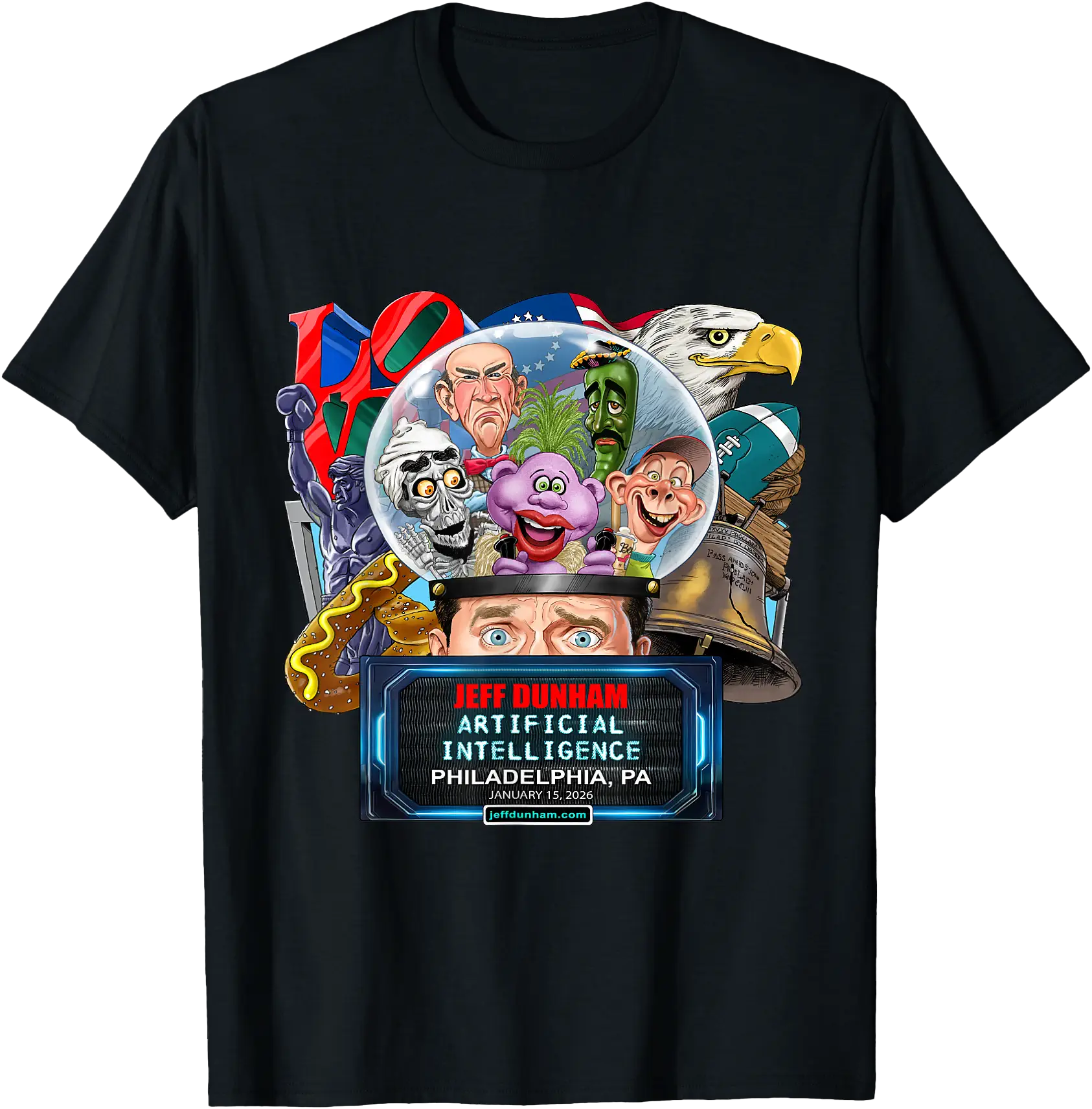 Colorful Cartoon Graphic T-Shirt for Jeff Dunham Philadelphia PA Comedy ...