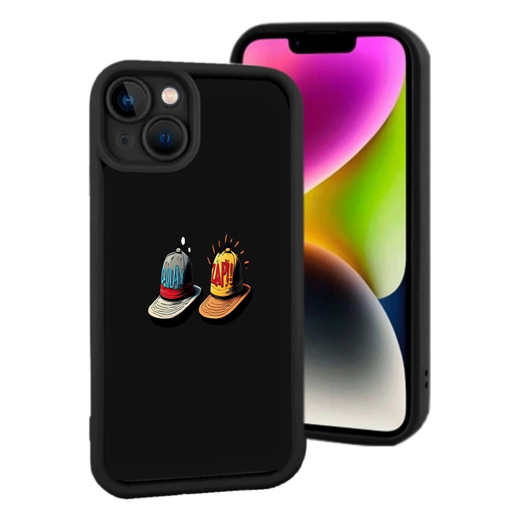 Colorful Cartoon Hat Design iPhone 15 Case - Lightweight Yellowing ...