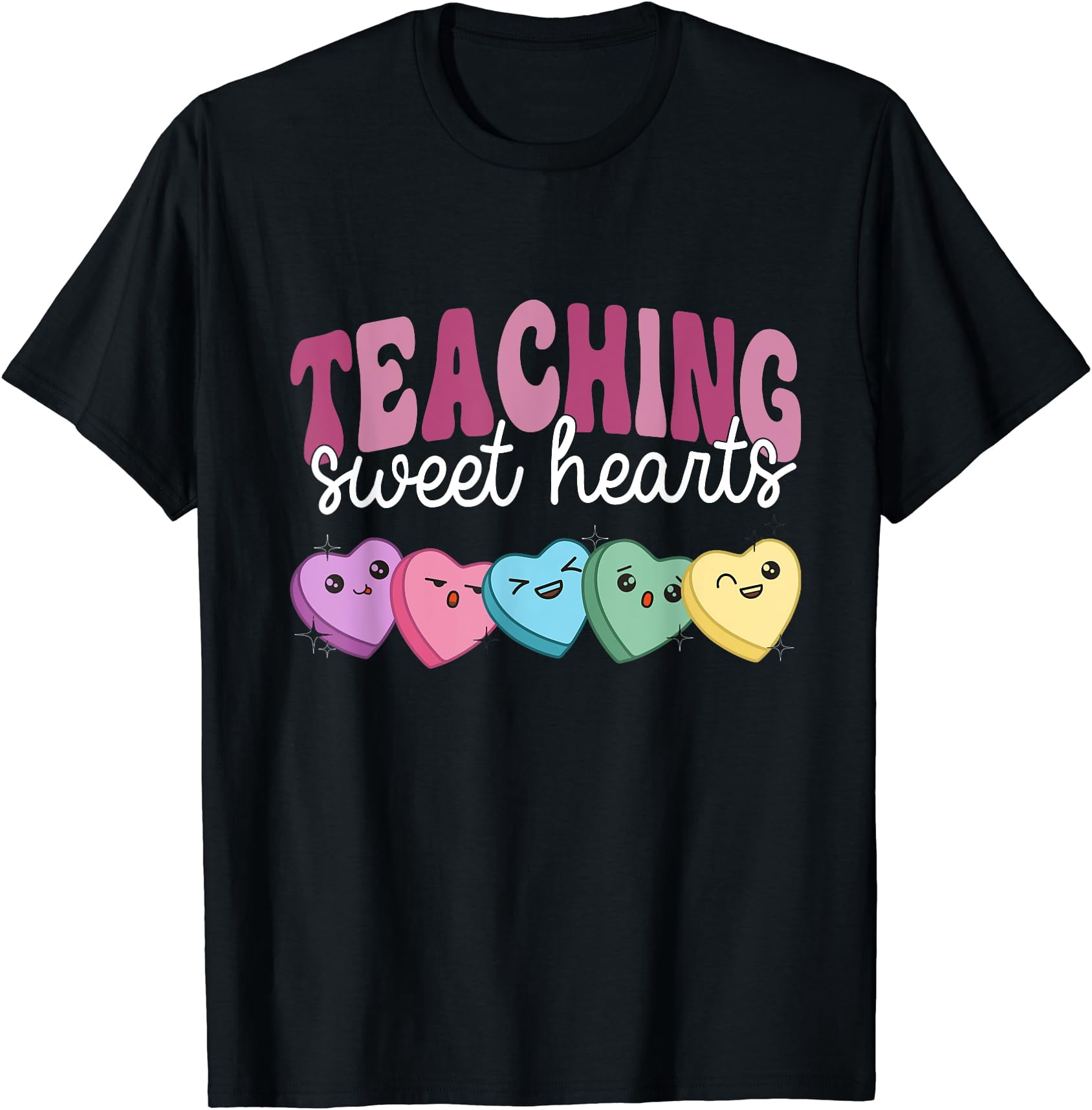 Colorful Cartoon Hearts Retro Teaching Sweethearts T-Shirt for ...