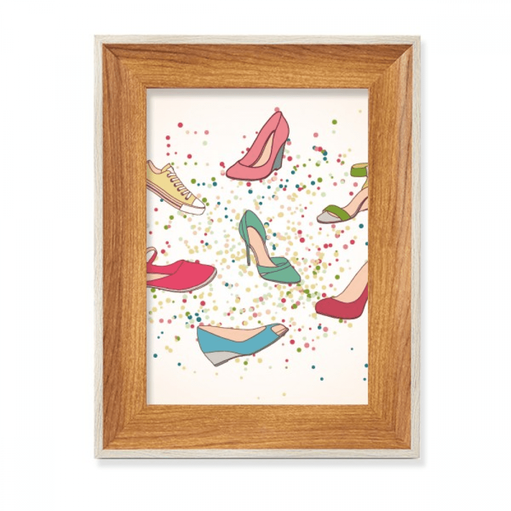Colorful Cartoon High Heels Shoes Pattern Desktop Wooden Photo Frame ...