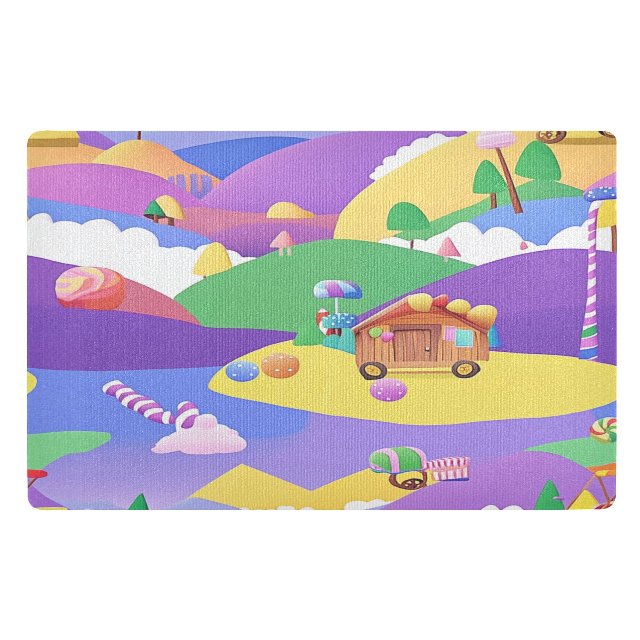Colorful Cartoon Illustration Doormat 32x20 inch Non Slip Doormat ...