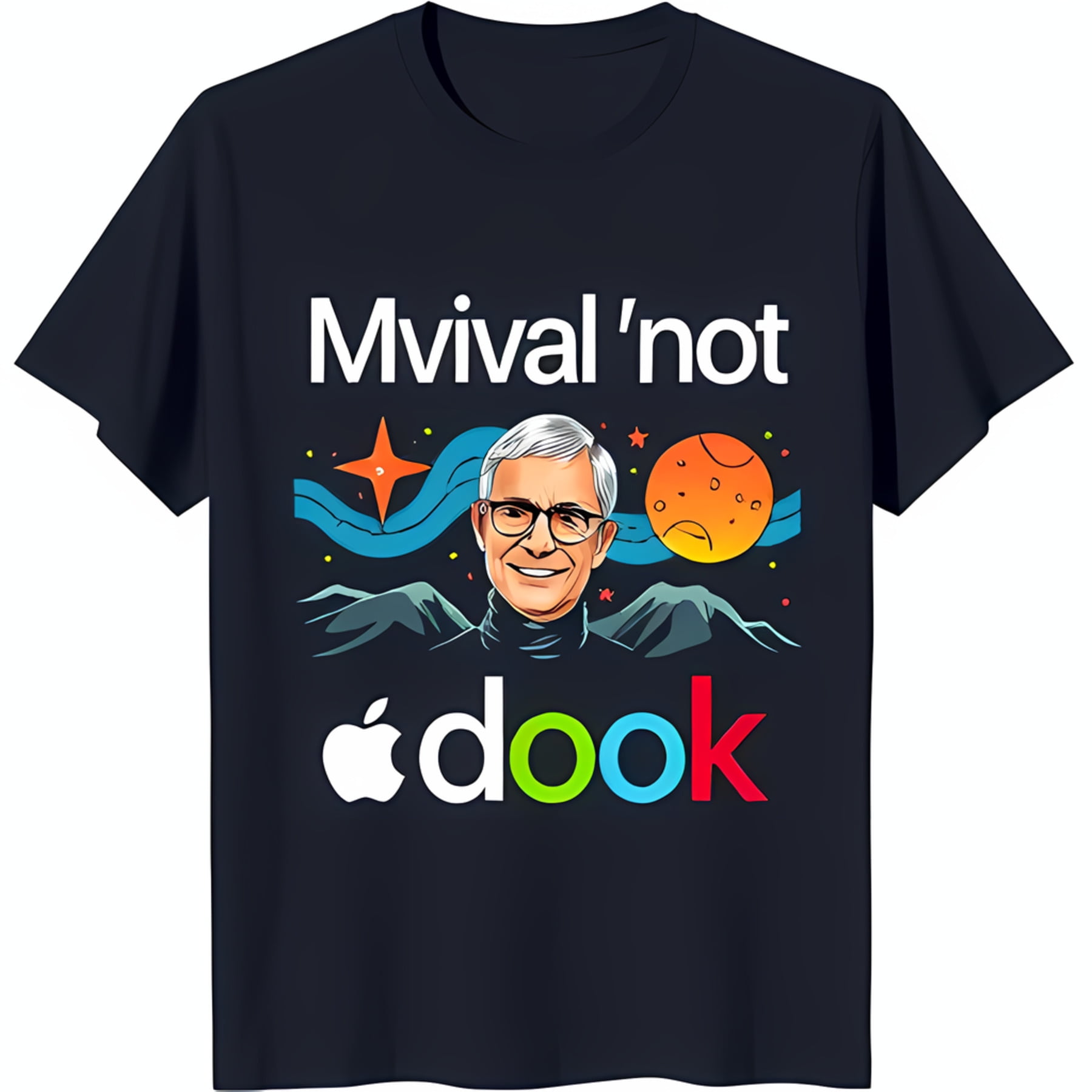 Colorful Cartoon Mark Zuckerberg Graphic Black T-Shirt with Fun 'Mvival ...