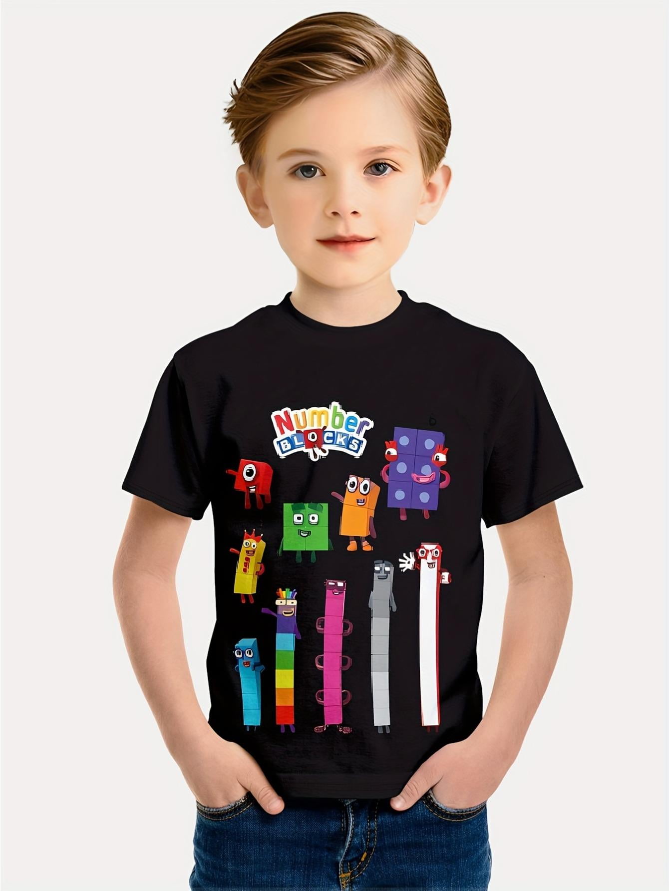 Colorful Cartoon Number Bars 3D Print Boys' T-Shirt - Comfy Cotton ...