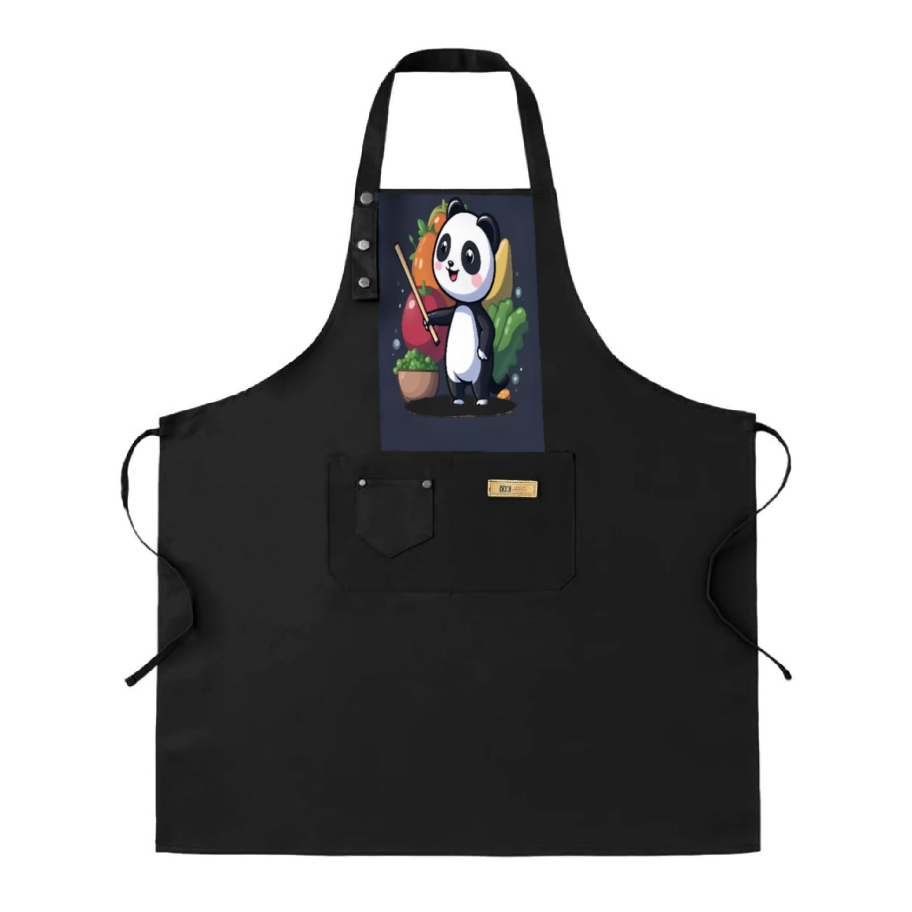 Colorful Cartoon Panda Design Adjustable Bib Apron 2 Pack with 2 ...