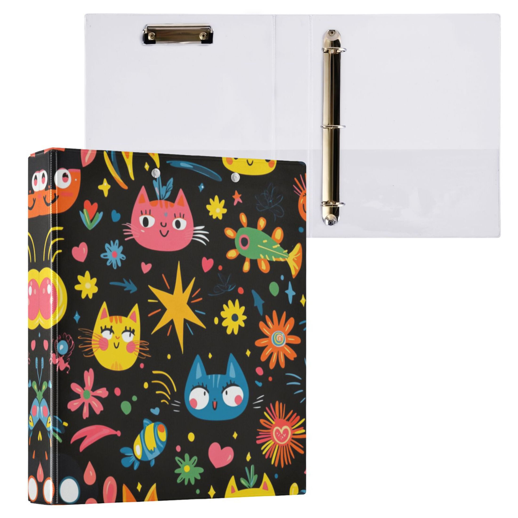 Colorful Cartoon Patterns 3 Ring Hardcover Binders 1.5in Round Rings ...