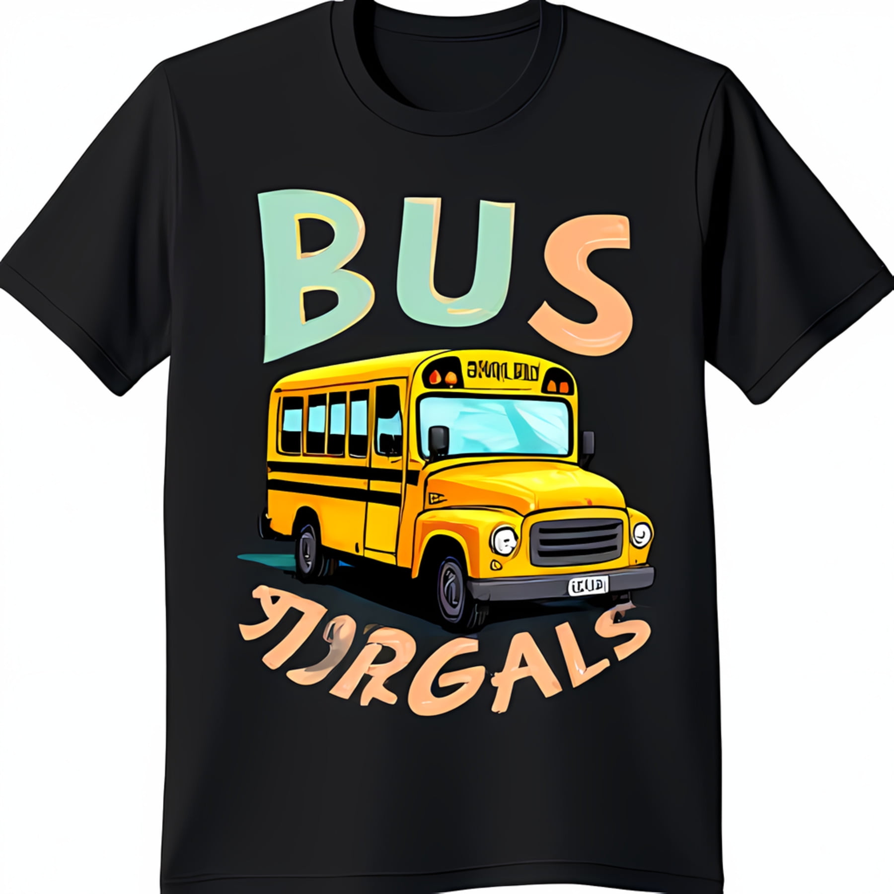 Colorful Cartoon School Bus Graphic Black T-Shirt for Men Fun & Stylish ...