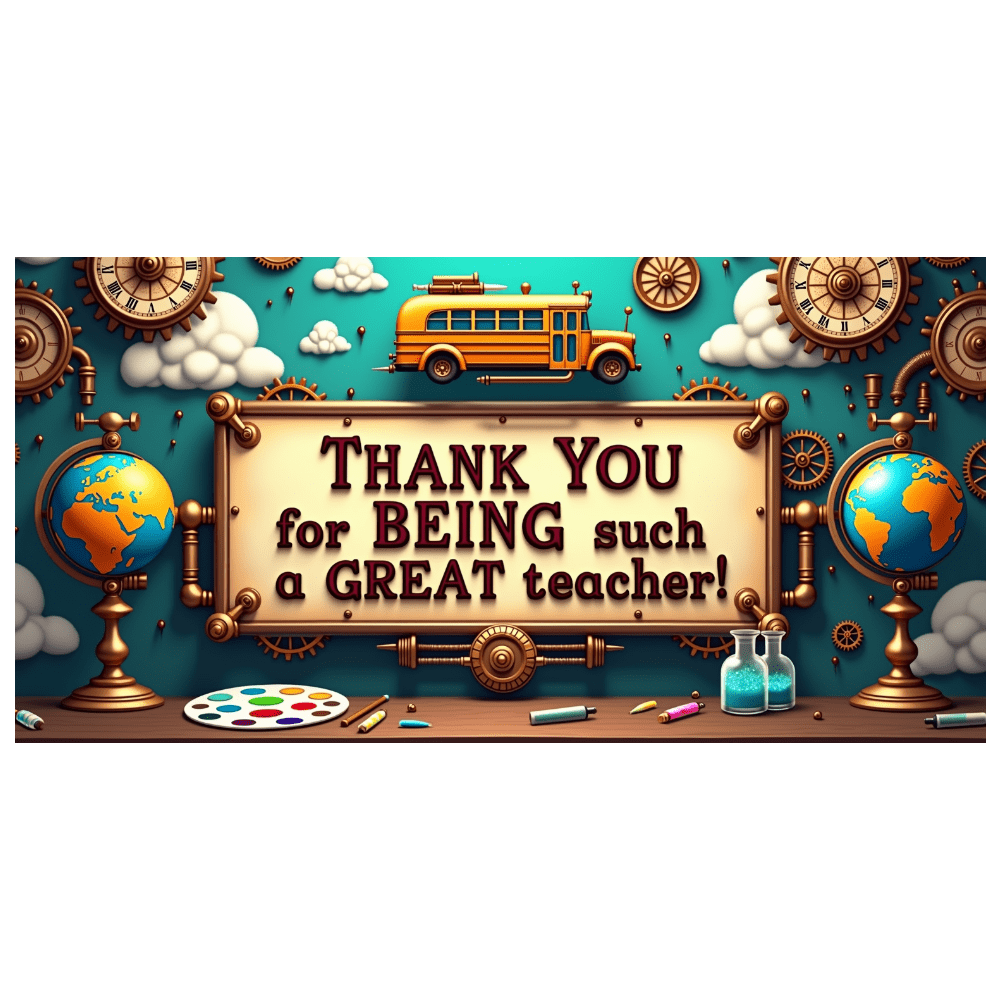 Colorful Cartoon Themed Thank You Teacher Banner Background Backdrop ...