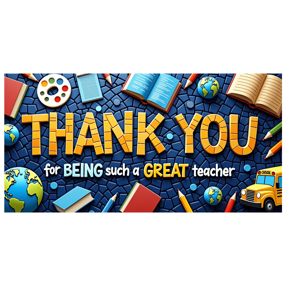 Colorful Cartoon Themed Thank You Teacher Banner Background Backdrop ...