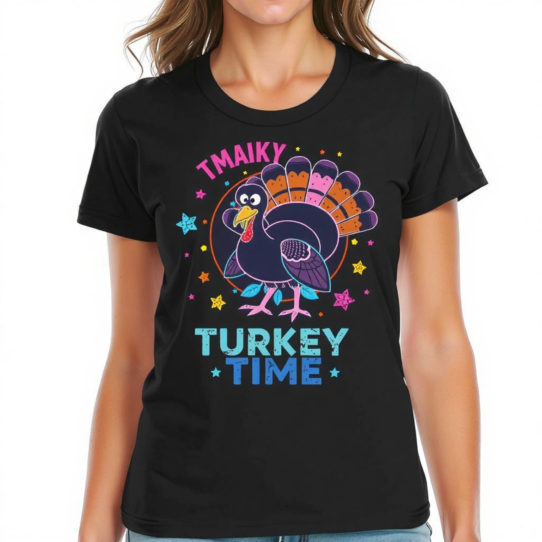 Colorful Cartoon Turkey T-Shirt "TMAIKY TURKEY " Fun Design for ...