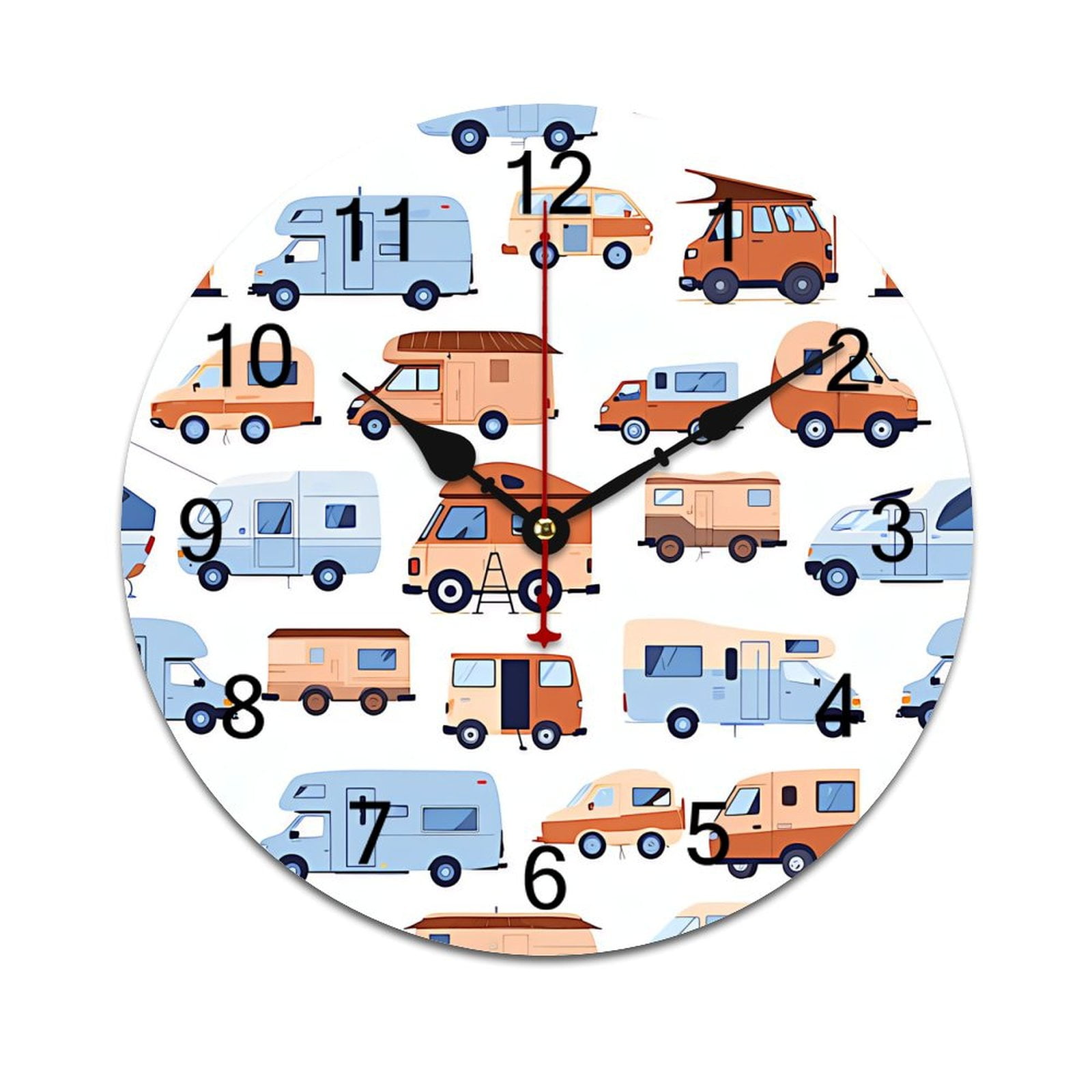 Colorful Cartoon Vehicles Bedroom Wall Clock Large Modern Kitchen ...