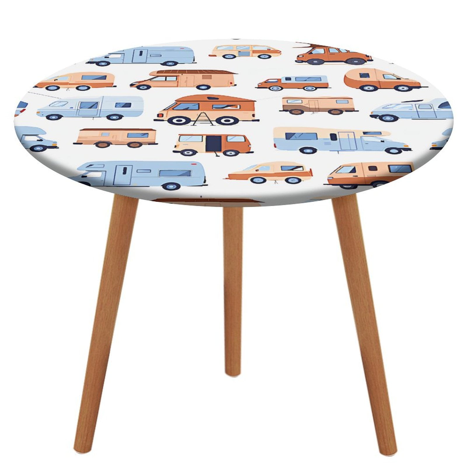 Colorful Cartoon Vehicles Pattern Round Tablecloth Waterproof Elastic ...