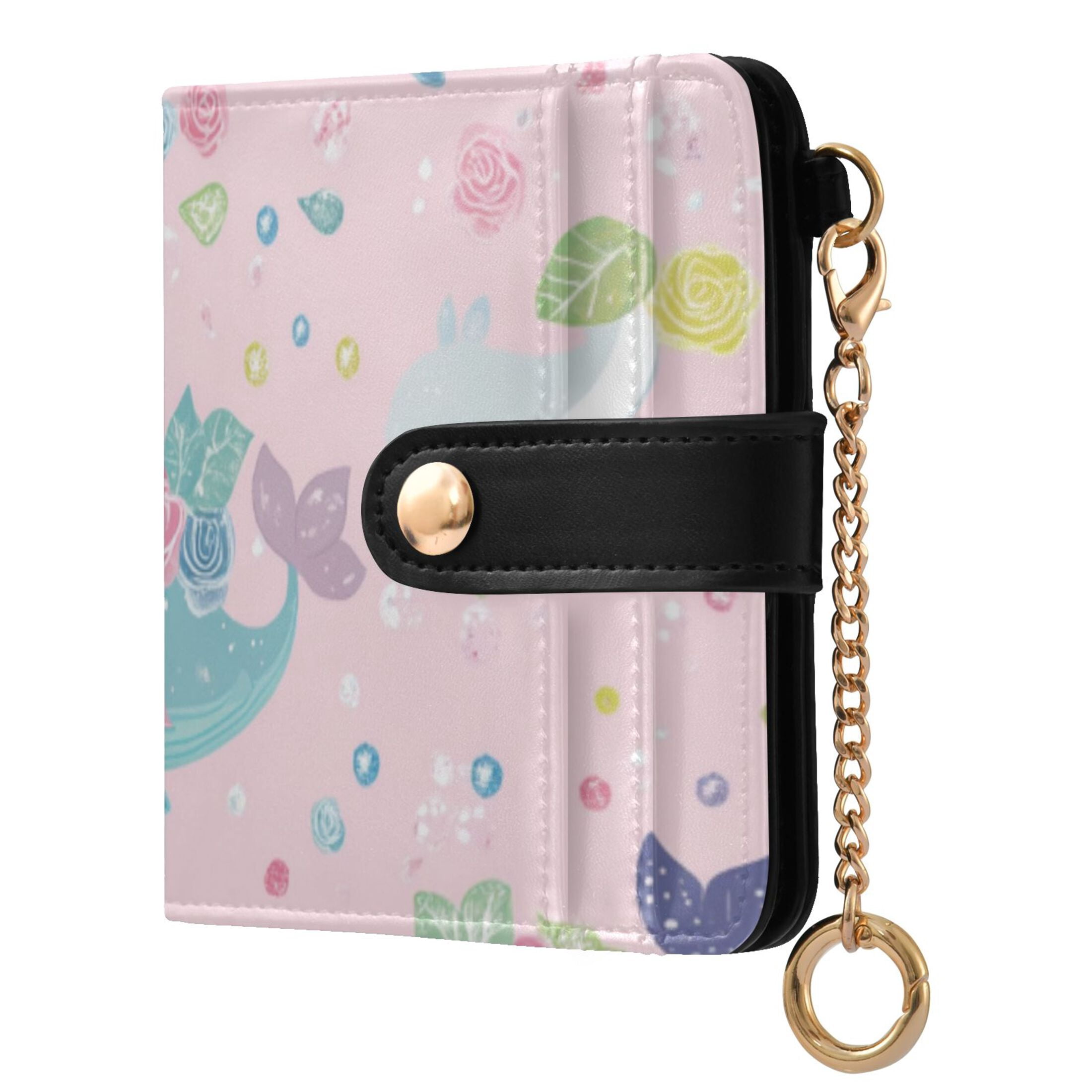 Colorful Cartoon Whales Beautiful Roses Leaves Women's Wallet PU ...