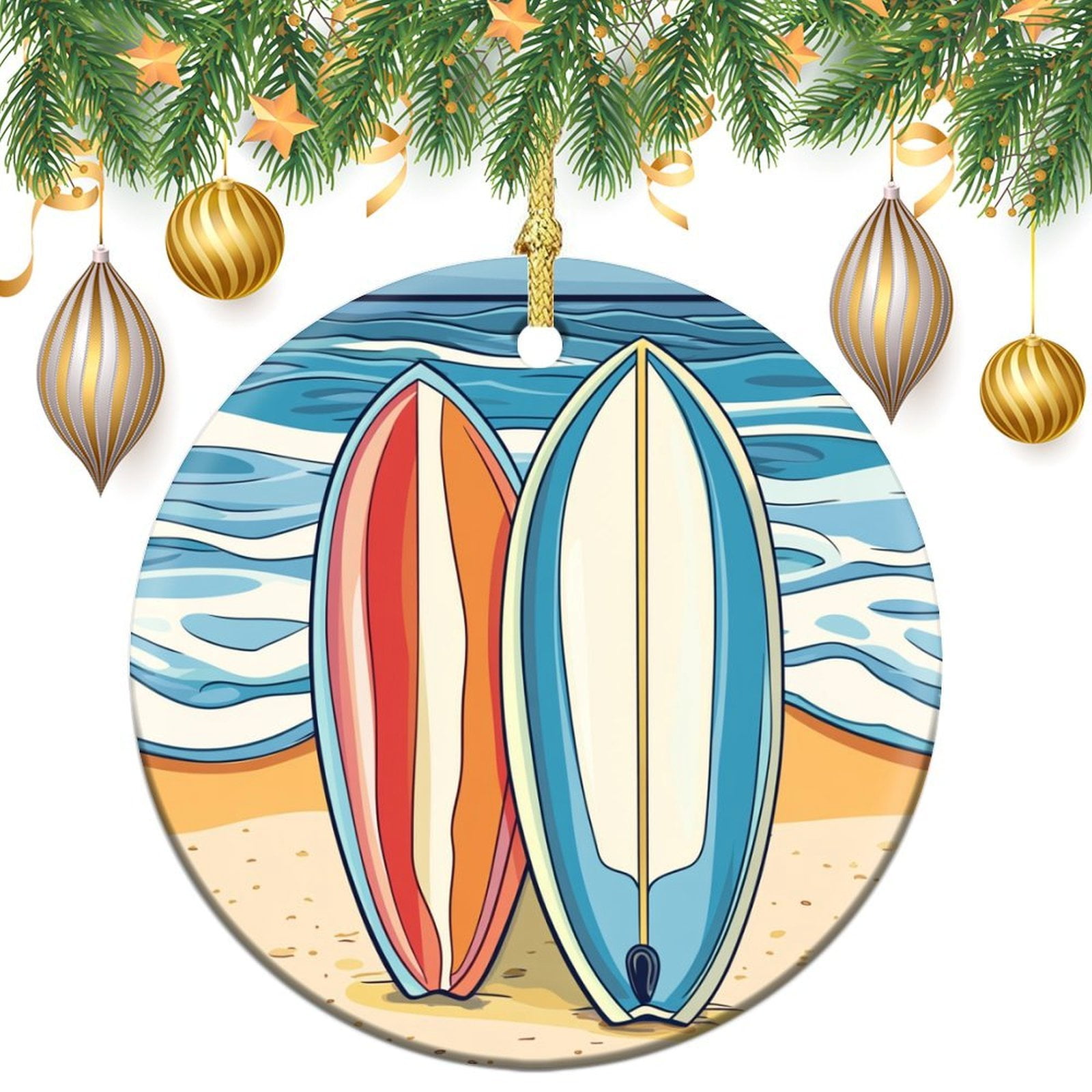 Colorful Cartoon-style Surfboard Ornament Surfboard Decor Stocking Name ...