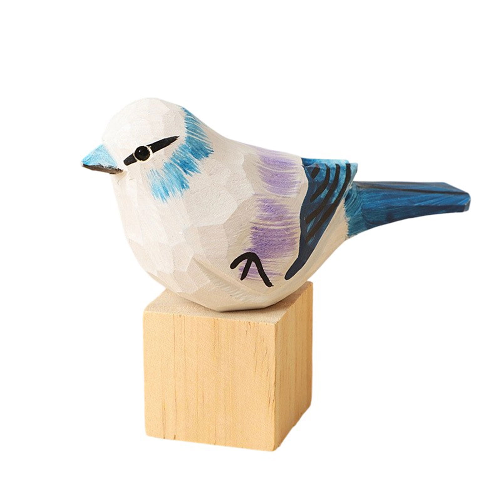 Colorful Carving Bird Statue Natural Texture Decorative Piece with ...