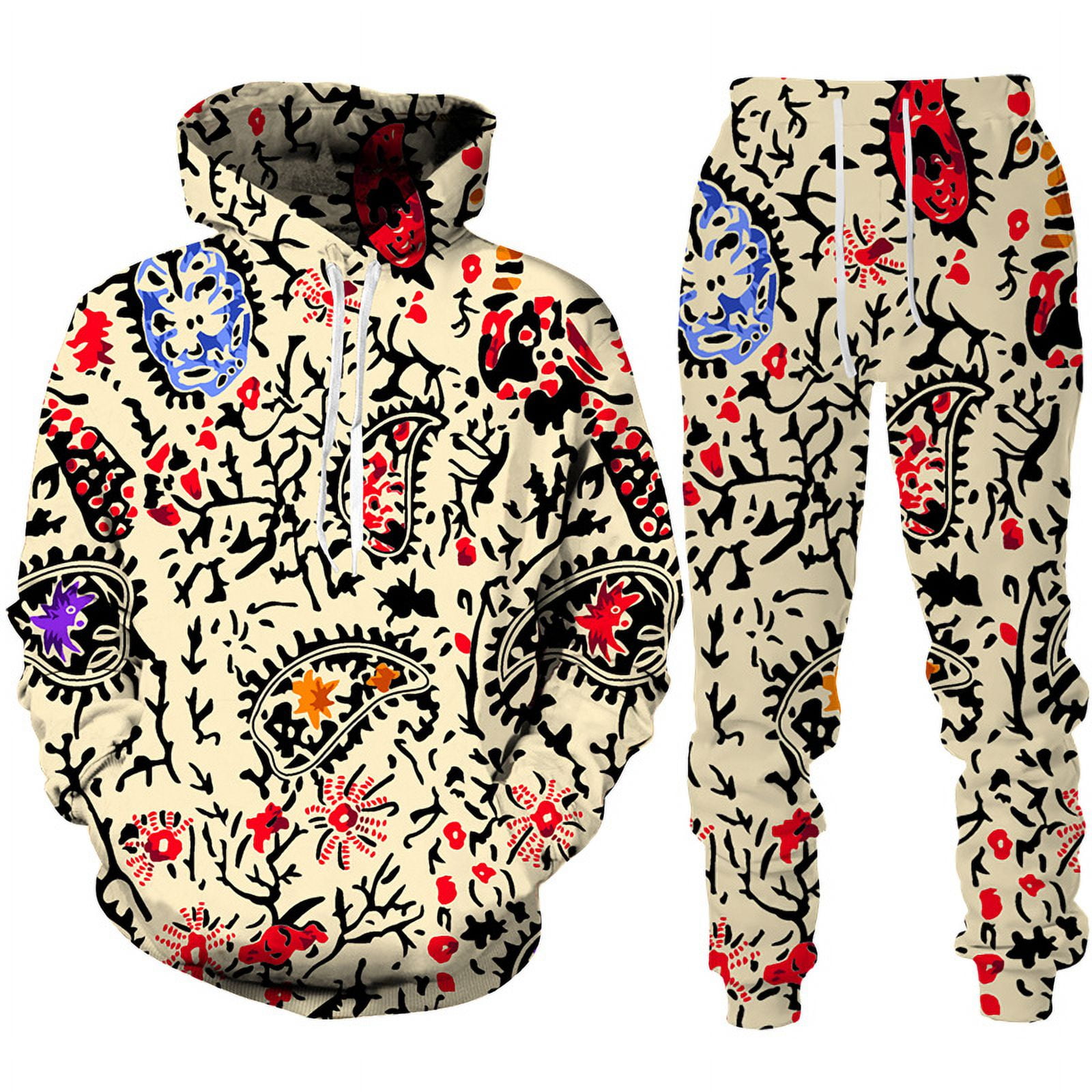 Colorful Cashew Flower Tracksuit Men/Women 2 Piece Set Paisley 3D Print ...
