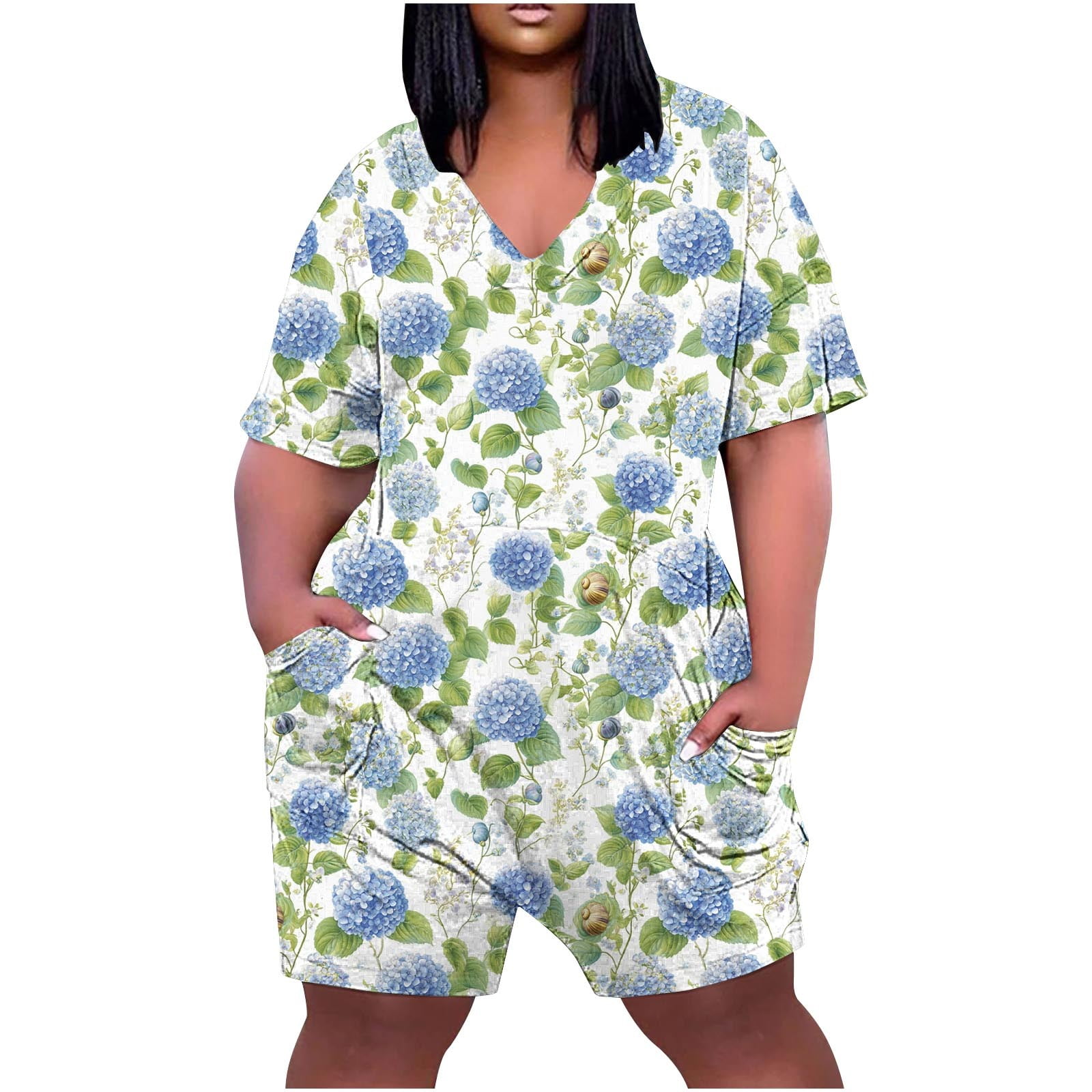 Colorful Casual Overalls Shortalls for Women Summer Fall Floral Print ...