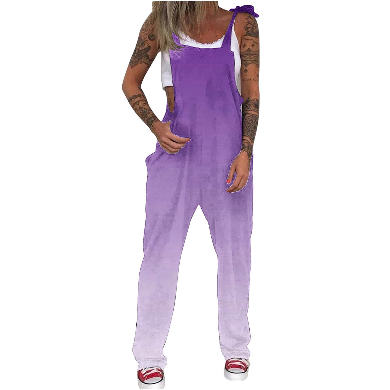 Colorful Casual Overalls for Teen Girls Fall Summer Gradient Loose Fit ...