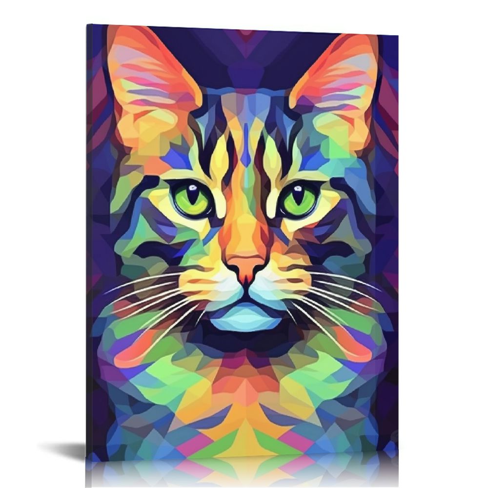 Colorful Cat American Shorthair Cute Cat Animals Abstract Art Canvas ...