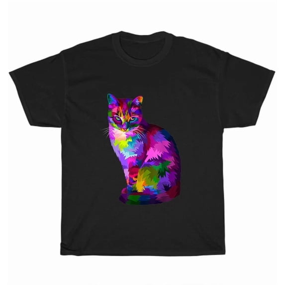 Colorful Cat Art Cats Kitten Pet Animal Lover T-Shirt Unisex Tee Gift ...