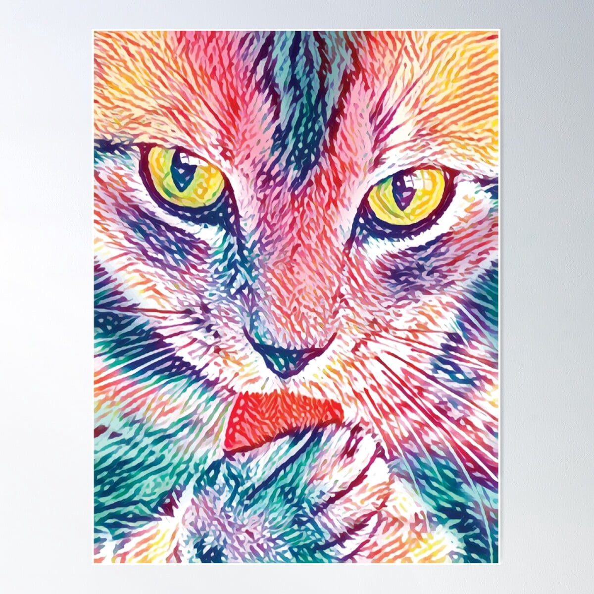 Colorful Cat Art Poster Wall Art Modern Wall Decor For Living Room ...