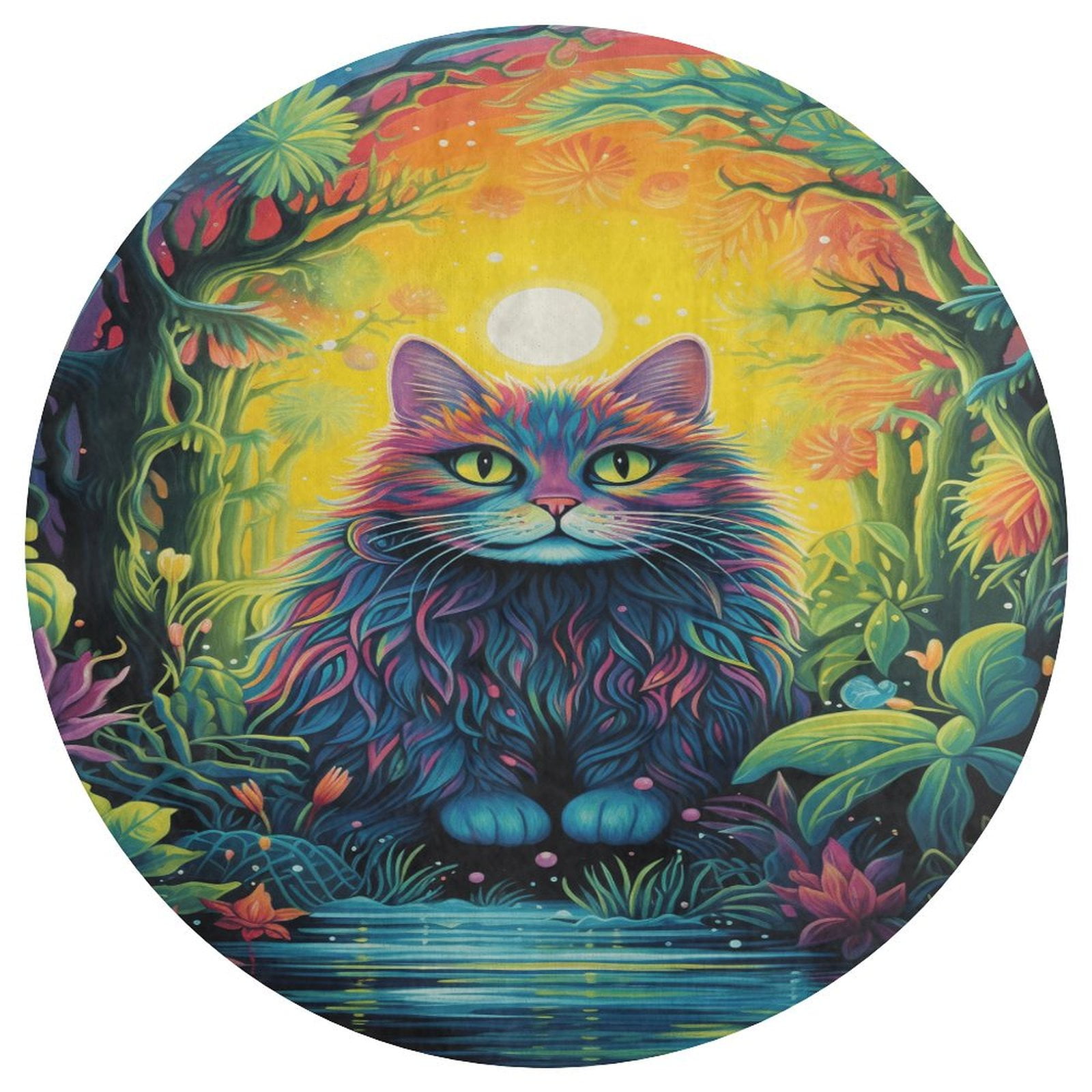Colorful Cat Circular Carpet Floor Mat Living Room Sofa Room Bed Rug ...
