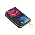 Colorful Cat Face Stare Women's Credit Card Holder PU Leather Zipper ...