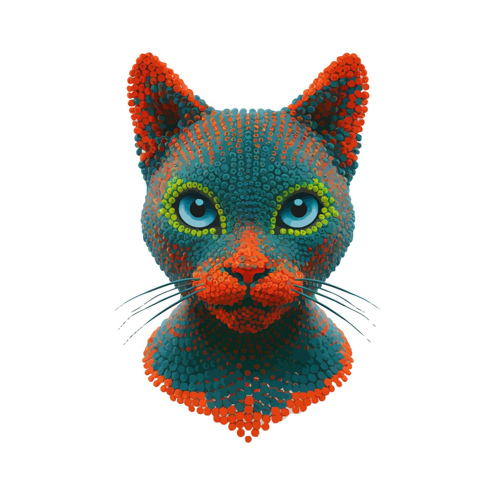 Colorful Cat Fave Kitty Purr Cute Paws Animal Wall Art Sticker Designs ...