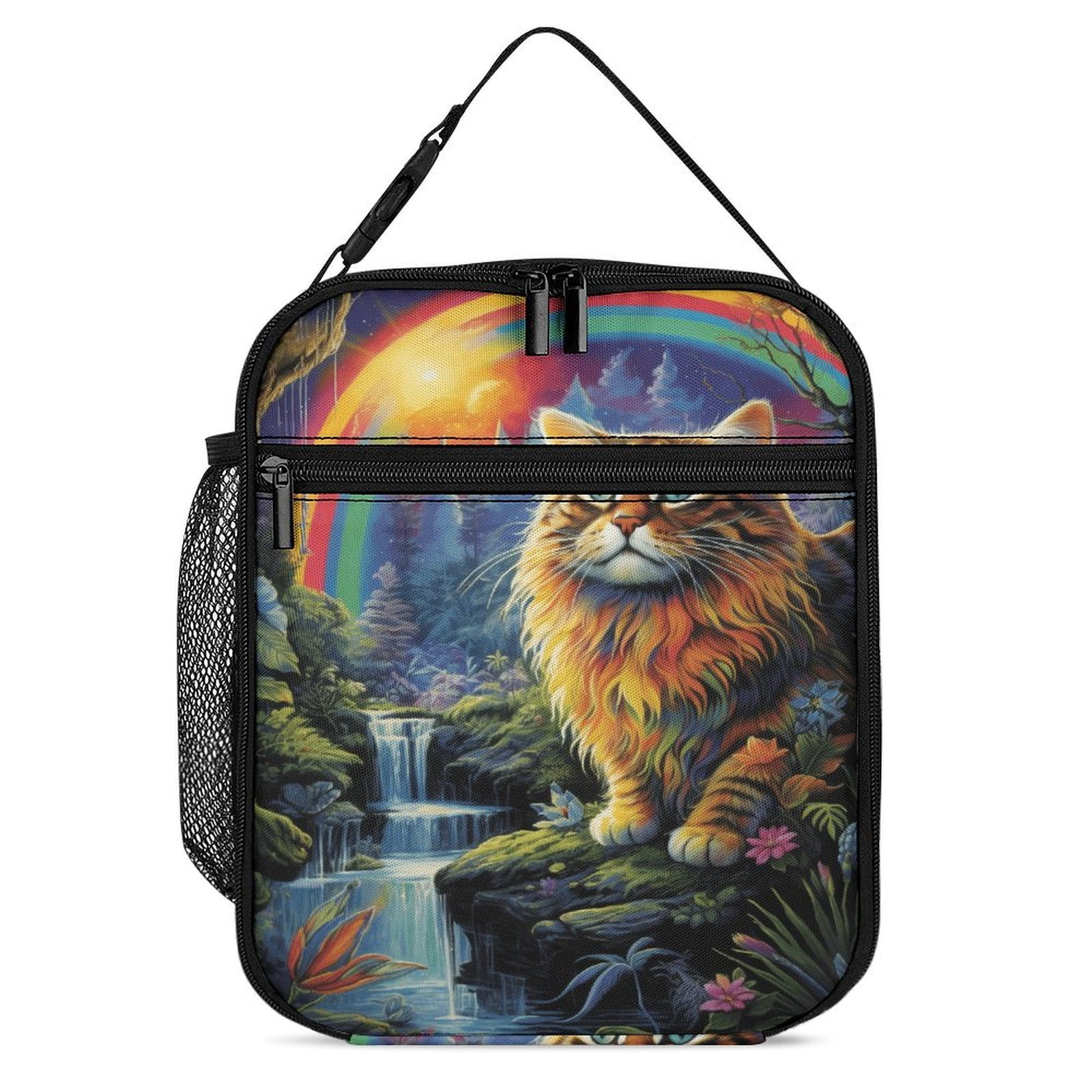 Colorful Cat Lunch Bag Insulated Meal Bag Reusable Lunch Box Cooler Bag ...