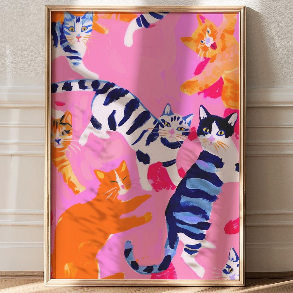 Colorful Cat Maximalist Wall Art, Danish Patel, Art Decor, Trendy Cat ...