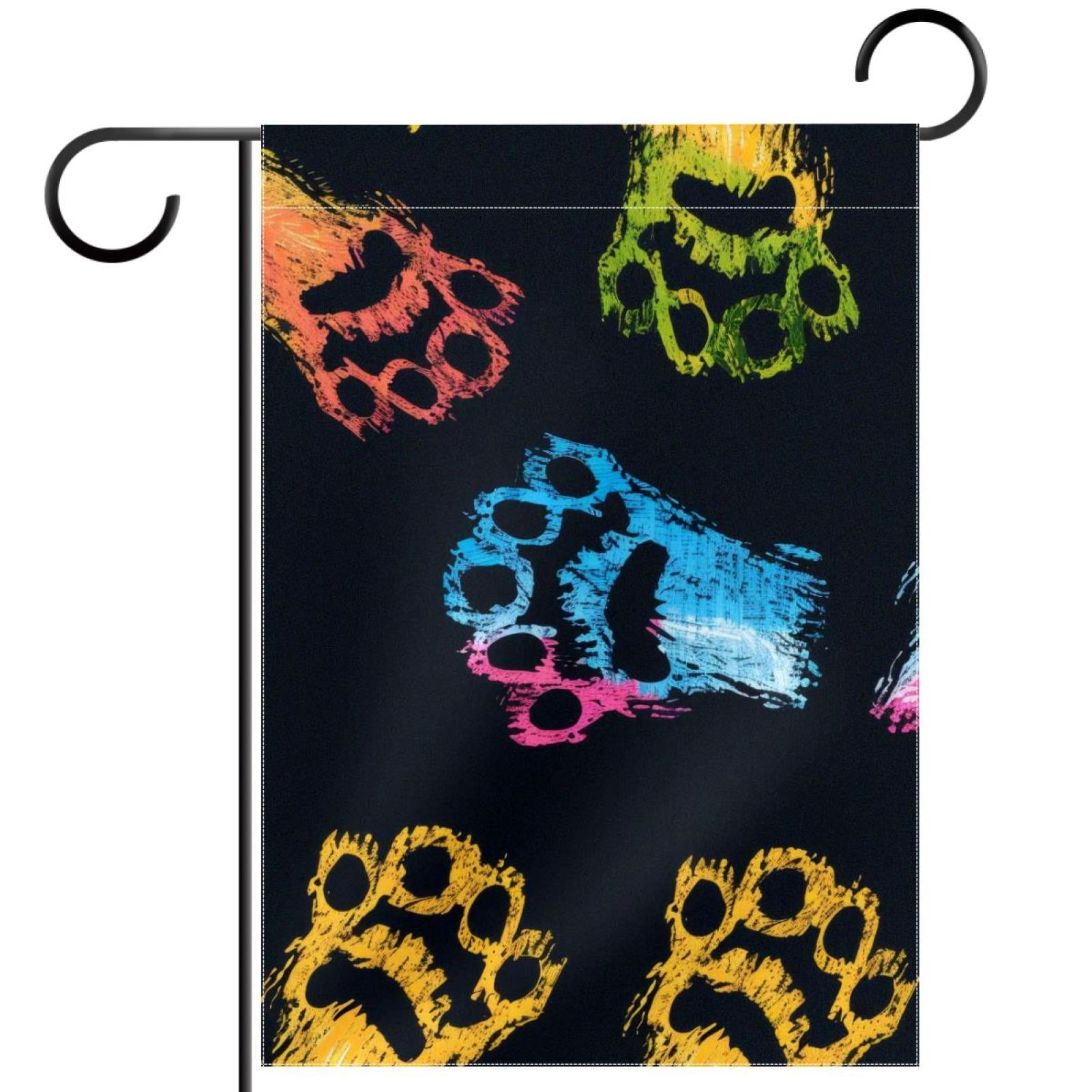 Colorful Cat Paw Dog Paws Welcome Garden Flags, 12 x 18 Inch Double ...