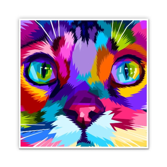 Colorful Cat Pop Art Style - 7" Vinyl Sticker - For Car Laptop I-Pad ...