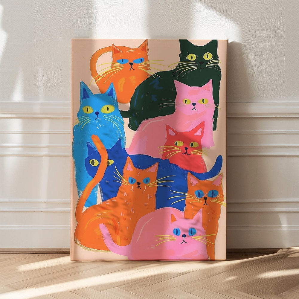 Colorful Cat Poster, Maximalist Wall Art, Pink Cat Poster, Art Decor ...