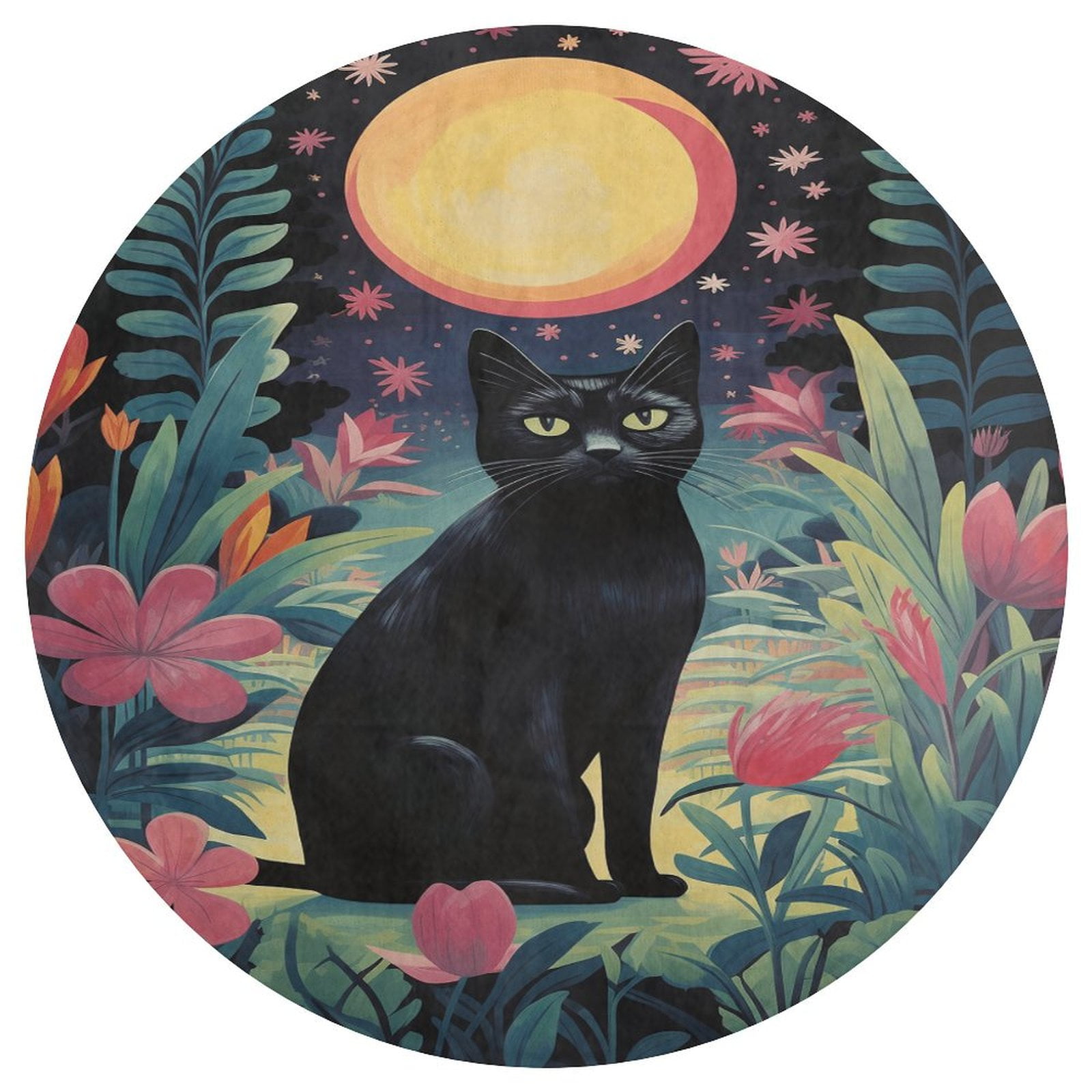Colorful Cat Round Area Rug Floor Carpets Washable Indoor Floor Area ...