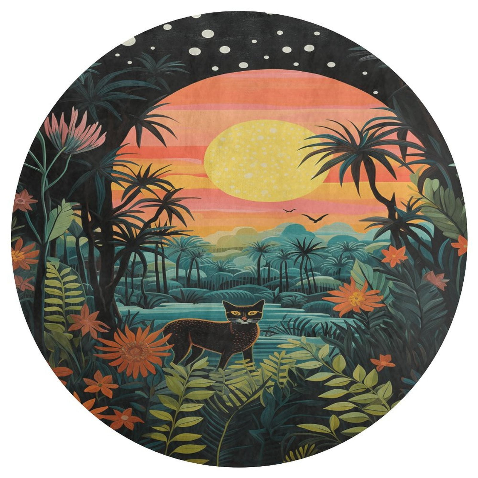 Colorful Cat Round Area Rug Floor Carpets Washable Indoor Floor Area ...