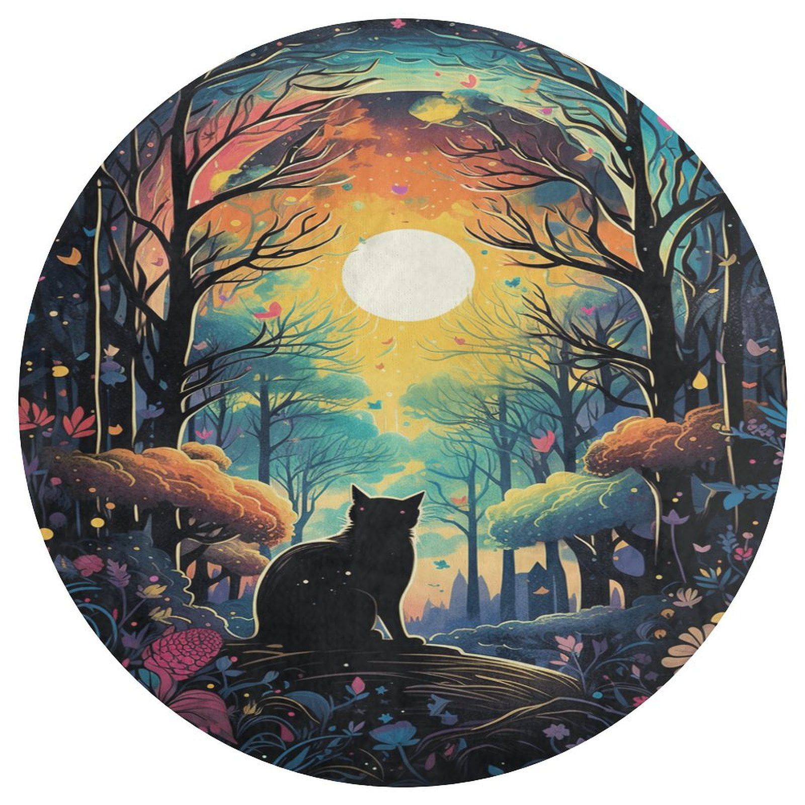 Colorful Cat Round Carpet Living Room Carpet Modern And Stylish Living ...