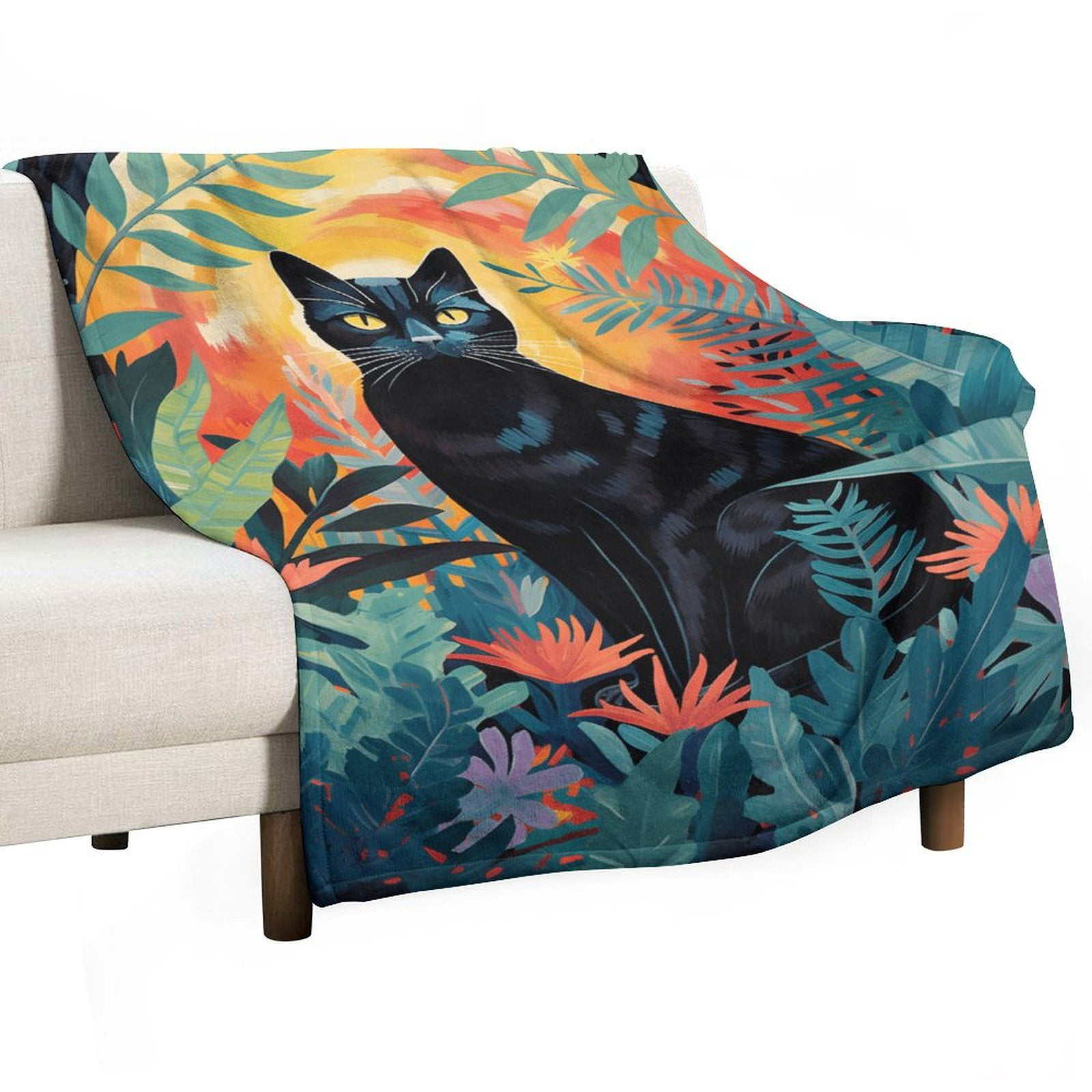 Colorful Cat Throw Blanket Soft Plush Blanket Bedroom Bedspread Home ...