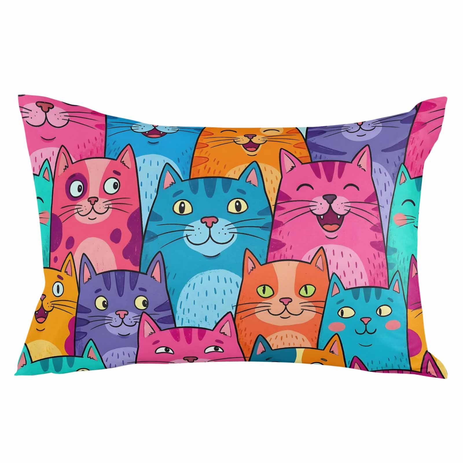 Colorful Cat Throw Pillow Cover 24 x 36 Inch Decorative Pillow Cover ...