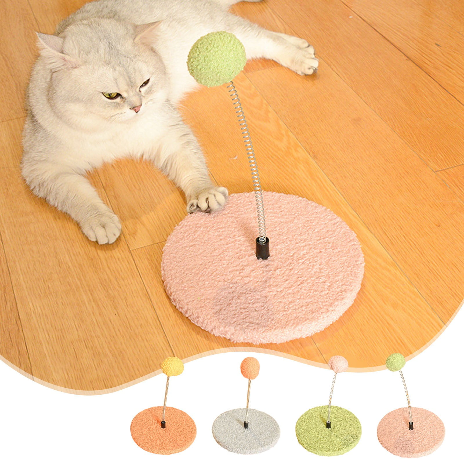 Colorful Cat Toys with Spring Ball, Interactive Self-Entertainment Cat ...
