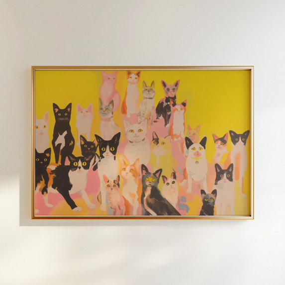 Colorful Cats Breeds Art Print: Maximalist Cat Mom Decor UNFRAMED PAPER ...