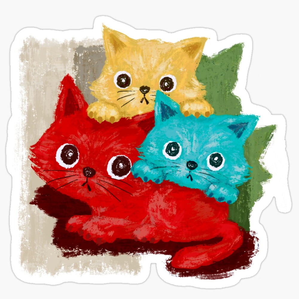 Colorful Cats Family Sticker Phone Decal Water Bottle Stickers Car ...
